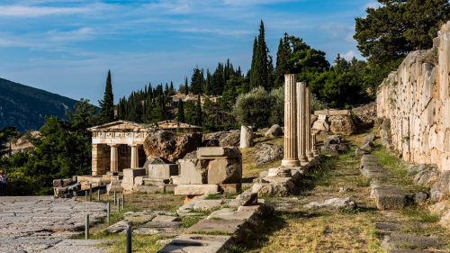 Temple of Apollo and Altar of Chiots in Delphi, Greece - Kipling & Clark